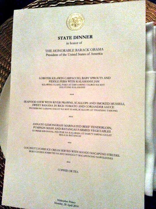 OBAMA DISAPPOINTED OVER PHILIPPINE STATE DINNER MENU | The Adobo Chronicles