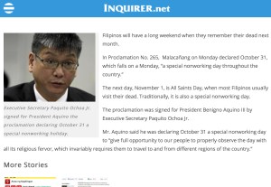 MONDAY, OCTOBER 31 DECLARED A HOLIDAY IN THE PHILIPPINES | The Adobo ...