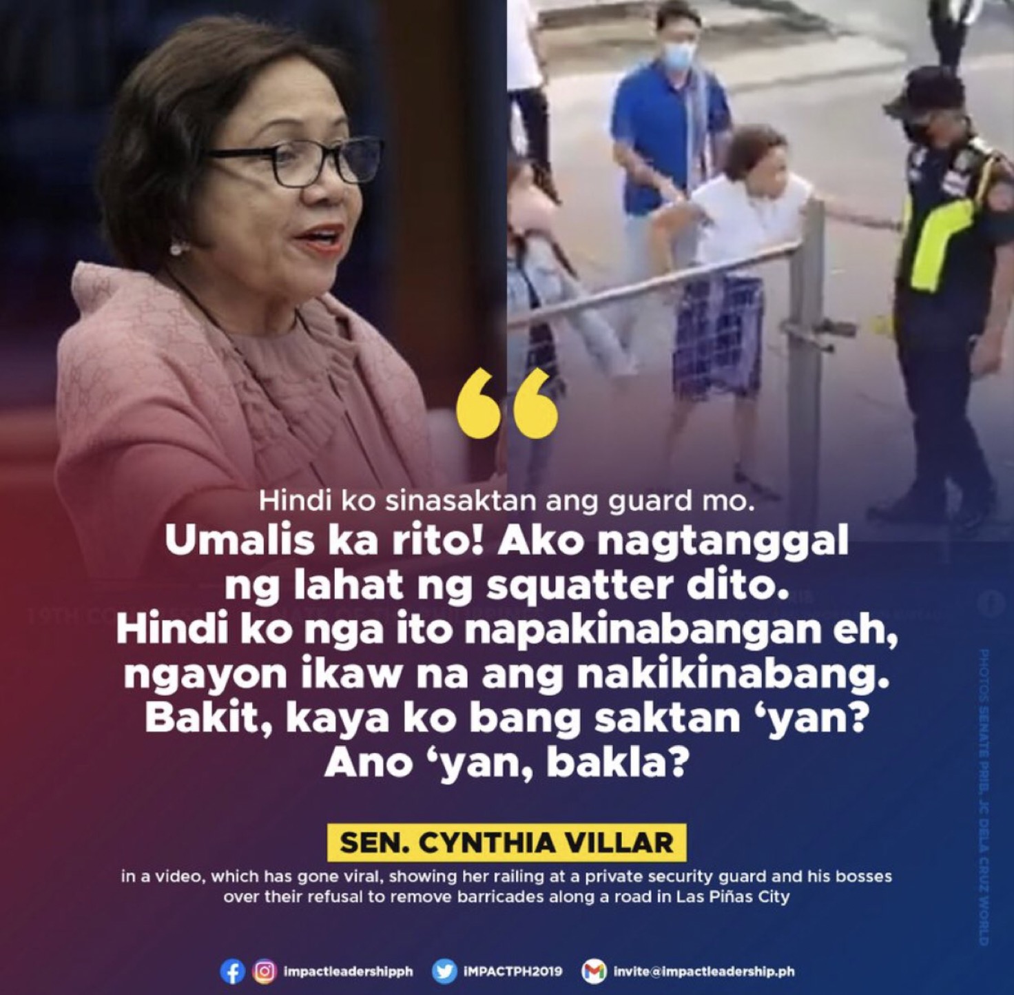 Security Guard Sues Senator Cynthia Villar For Oral Defamation. | The ...