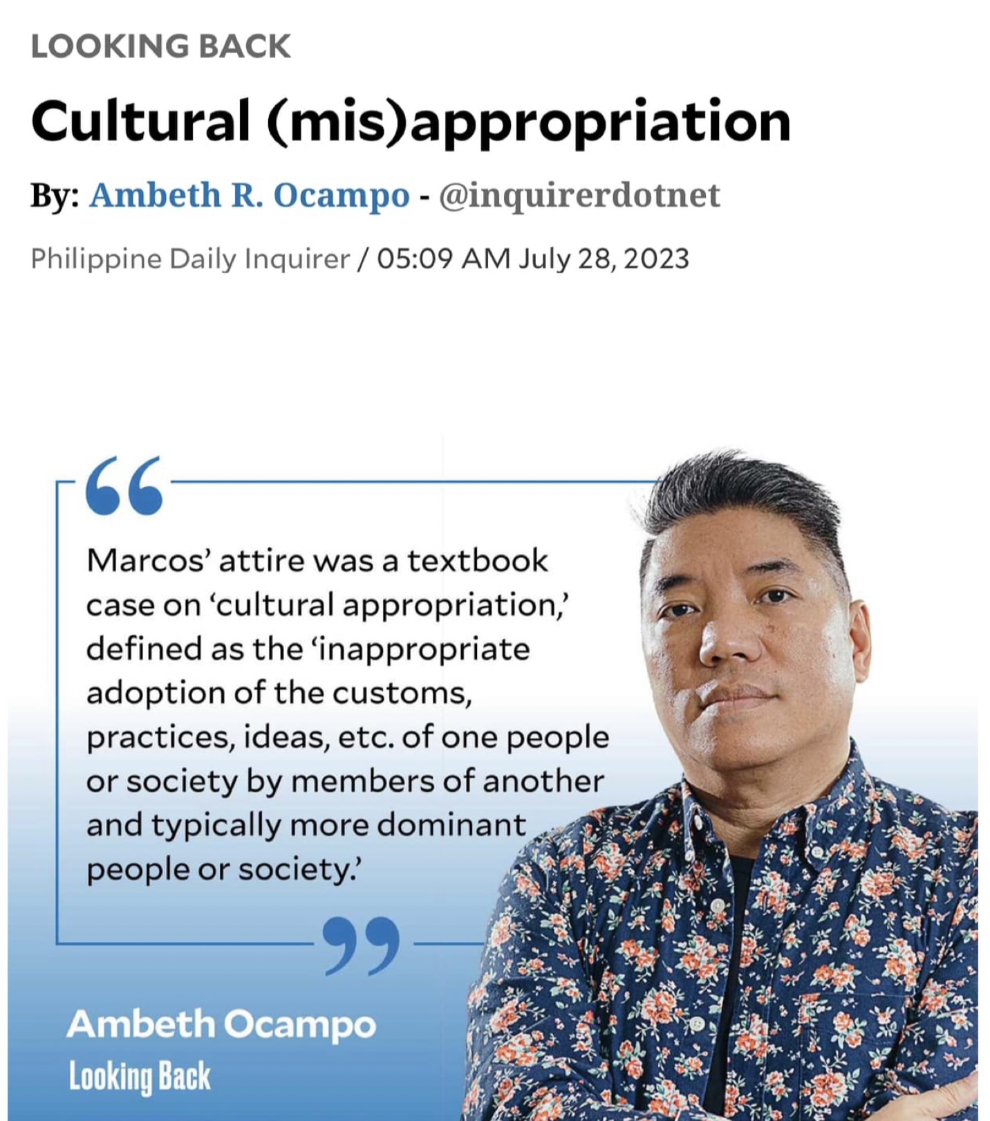 Cultural Misappropriation: Adobo Chronicles Responds To ADMU History Professor Ambeth Ocampo ...
