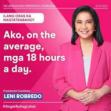 Leni Robredo Fact-Checks Herself: She Doesn’t Really Work 18 Hours A ...
