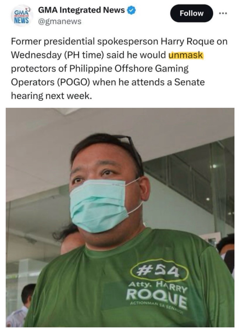 Harry Roque To Unmask Himself In Next Week’s Senate POGO Hearing! | The ...