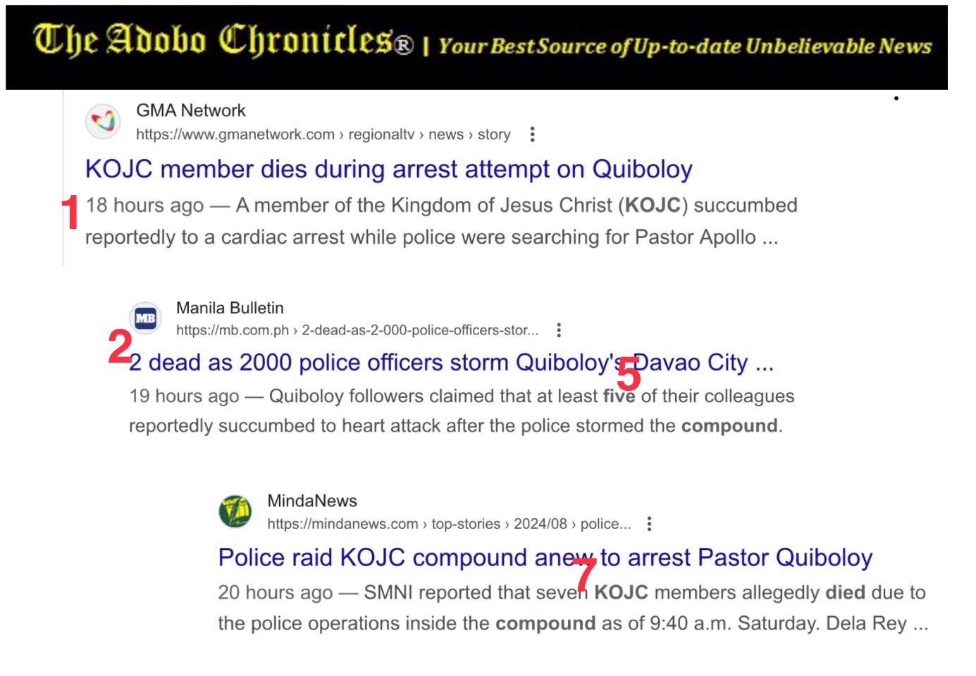 News Reports On KOJC Police Raid: Who‘s The Highest Bidder? | The Adobo ...