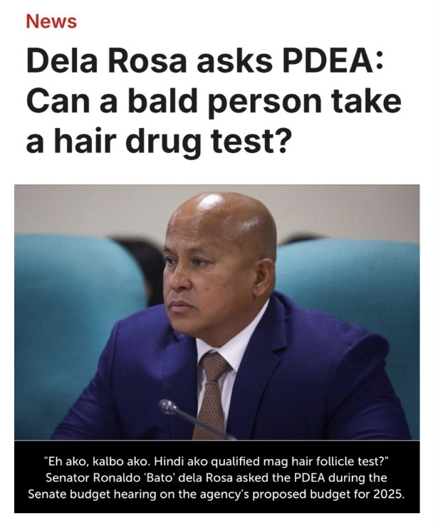 Yes To Senator Bato’s Question On Drug Testing For Bald Persons | The ...